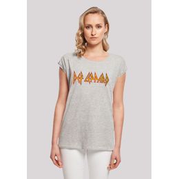 T-Shirt F4NT4STIC "Def Leppard Shatter Logo", Damen, Gr. 4XL, grau (erdgrau), Obermaterial: 100% Baumwolle, regular fit, Rundhals, ohne Bündchen, Shirts, Premium Qualität