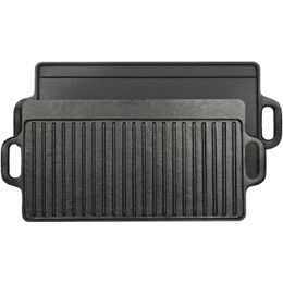 Grillplatte El Fuego "El Fuego", schwarz, B:50,5cm H:1,4cm L:23,5cm, Gusseisen, Grillroste, aus Gusseisen, doppelseitig nutzbar: Grillplatte/ Garplatte