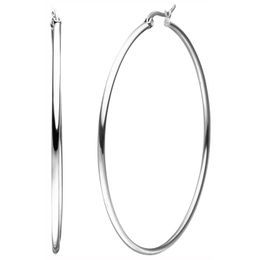 Paar Creolen Jobo, silber (edelstahlfarben), Ohrringe, Damen, 60mm, Edelstahl, Edelstahl 60 mm
