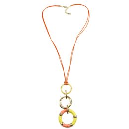 Lange Kette "Esmeralda", Damen, Gr. onesize, Metall, orange, Collezione Alessandro, Basic, Halsketten, mit drei verschiedenen Anhängern in Ringform