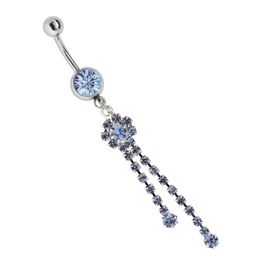 Adelia&acute;s Bauchnabelpiercing ADELIA&acute;S "Piercing Bauchnabelpiercing", blau (hellblau), Piercings, Damen, onesize, Chirurgiestahl, Zirkoniakugel mit Ketten Blumen Stein Anh&auml;nger