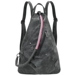 Cityrucksack Fritzi aus Preussen "Tomke Limited Full of Stars", Gr. B/H/T: 16cm, anthrazit, Polyurethane, unifarben, Rucksäcke, mit tollen Sternnieten