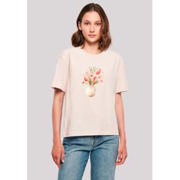 T-Shirt F4NT4STIC "Rosa Fr&uuml;hlingsblumenstrau&szlig; in Vase", Damen, Gr. L, pink, Obermaterial: 100% Baumwolle, oversize, Rundhals, ohne B&uuml;ndchen, Shirts T-Shirt, Premium Qualit&auml;t