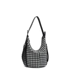 Schultertasche "Hahnentritt", Damen, Gr. B/H/T: 31cm x 35cm x 20cm onesize, schwarz, Lederimitat, Collezione Alessandro, Taschen, in schwarz-weiß Optik