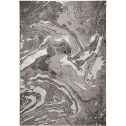 Teppich FLAIR RUGS "Marbled", silber (silberfarben), B:160cm H:12mm L:230cm, Kunstfaser, Teppiche, Teppich, dezenter Glanz, mehrfarbig, modernes Marmor-Design