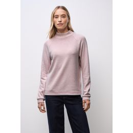Langarmshirt Street One, Damen, Gr. 36, powder pink meliert, Stoff, 58% Viskose, 39% Polyester, 3% Elasthan, unifarben, normal normal, hoch geschlossener Ausschnitt, B&uuml;ndchen, Shirts Langarmshirt, im Melange Look