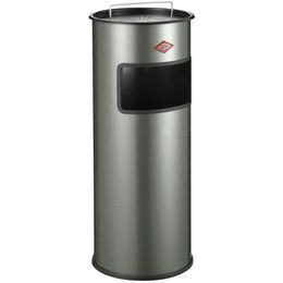 Aschenbecher Wesco, silber (neusilber), B:27cm H:64cm T:27cm, Stahlblech, M&uuml;lleimer, Aschenbecher, Standascher mit Sieb, 30 Liter