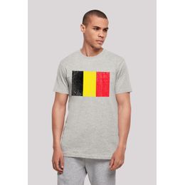 T-Shirt F4NT4STIC "Belgien Flagge Belgium", Damen, Gr. XL, grau (erdgrau), Obermaterial: 100% Baumwolle, regular fit, Rundhals, ohne B&uuml;ndchen, Shirts T-Shirt, Print