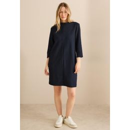 Midikleid Cecil, Damen, Gr. XL44, US-Größen, blau (universal blau), Stoff, 54% Polyester, 38% Baumwolle, 5% Viskose, 3% Elasthan, Strukturmuster, comfort fit knielang, hoch geschlossener Ausschnitt, Bündchen, Kleider, knielang
