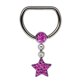 Adelia&acute;s Brustwarzenpiercing ADELIA&acute;S "Piercing Piercing Brustpiercing", Damen, Gr. onesize, pink, Titan, Piercings, Titan Brustpiercing D-Ring + 5 mm Klemm-Kugel mit Kette + Stern pink