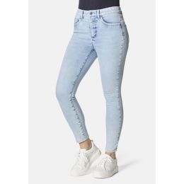 5-Pocket-Jeans STOOKER WOMEN "Rio Fexxi Move Strass Skinny Fit", Damen, Gr. 40, L&auml;nge 30, blau (blau bleached), Denim/Jeans, 83% Baumwolle, 16% recycled Polyester, 1% Elasthan, skinny fit lang, Jeans 5-Pocket-Jeans, Skinny Fit Casual Clean Wash Denim Jeans Magic Shape Effekt f&uuml;r Damen