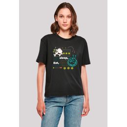 T-Shirt F4NT4STIC "Die Biene Maja Eat Sleep Rave Repeat", Damen, Gr. L, schwarz, Obermaterial: 100% Baumwolle, oversize, Rundhals, ohne Bündchen, Shirts, Retro, Heroes of Childhood, TV Serie