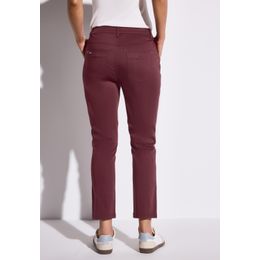 7/8-Hose Street One, Damen, Gr. 38, L&auml;nge 26, rot (schwarz cherry rot), Web, 97% Baumwolle, 3% Elasthan, unifarben mit Farbeinsatz, comfort fit 7/8-L&auml;nge, Hosen 7/8-Hose, 4-Pocket Style