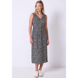 Midikleid STREET ONE STUDIO, Damen, Gr. 44, EURO-Gr&ouml;&szlig;en, void blau, Stoff, 100% Viskose, gemustert, normal wadenlang, V-Ausschnitt, abgesteppt, Kleider Midikleid, aus Viskose