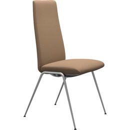 Polsterstuhl stressless "Laurel", braun (sand dinamica, chrom matt), B:57cm H:105cm T:60cm, Microfaser DINAMICA (88% Polyester, 12% Polyurethan), St&uuml;hle, Polsterstuhl, High Back, Gr&ouml;&szlig;e M, mit Beinen aus Stahl in Chrom matt