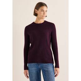 Strickpullover Cecil, Damen, Gr. L (42), eggplant rot, Web, 37% Baumwolle, 34% Polyacryl, 26% Polyester, 3% Elasthan, unifarben, normal normal, Rundhals, Bündchen, Pullover, mit Rundhalsausschnitt