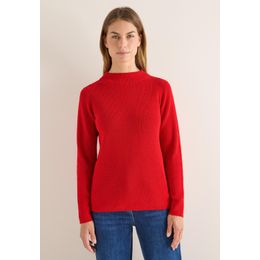Strickpullover Cecil, Damen, Gr. L (42), fiery rot, Web, 100% Baumwolle, unifarben, comfort fit normal, Rundhals, abgesteppt, Pullover, aus reiner Baumwolle