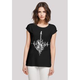 T-Shirt F4NT4STIC "Gitarre Herzschlag", Damen, Gr. 4XL, schwarz, Obermaterial: 100% Baumwolle, regular fit, Rundhals, ohne B&uuml;ndchen, Shirts T-Shirt, Premium Qualit&auml;t
