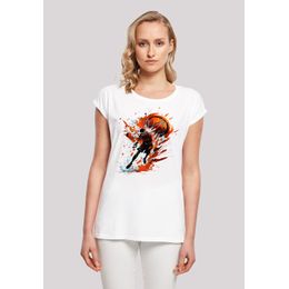 T-Shirt F4NT4STIC "Basketball Splash Orange Sport SHORT SLEEVE", Damen, Gr. XS, wei&szlig;, Obermaterial: 100% Baumwolle, regular fit, Rundhals, ohne B&uuml;ndchen, Shirts T-Shirt, Print
