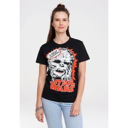 T-Shirt logoshirt "Star Wars - Chewbacca", Damen, Gr. L, schwarz, 100% Baumwolle, unifarben, normal, Rundhals, Shirts, mit lizenziertem Print