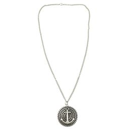 Lange Kette "Anker", Damen, Gr. onesize, Metall, silber (altsilbern), Collezione Alessandro, Basic, Halsketten, mit rundem Ankeranh&auml;nger
