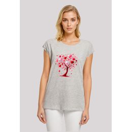 T-Shirt F4NT4STIC "Herz Baum Aquarell Druck", Damen, Gr. S, grau (erdgrau), Obermaterial: 100% Baumwolle, regular fit, Rundhals, ohne B&uuml;ndchen, Shirts T-Shirt, Premium Qualit&auml;t