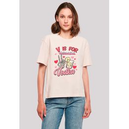 T-Shirt F4NT4STIC "Anti Valentinstag V is for Vodka", Damen, Gr. L, pink, Obermaterial: 100% Baumwolle, oversize, Rundhals, ohne B&uuml;ndchen, Shirts T-Shirt, Premium Qualit&auml;t