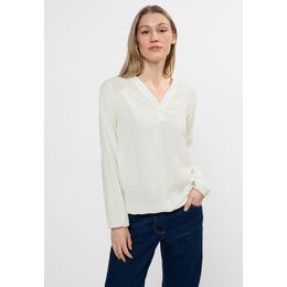 Langarmbluse Cecil, Damen, Gr. XXL (46), wei&szlig; (vanillewei&szlig;), Stoff, 70% Viskose, 30% Polyester, unifarben, gerade h&uuml;ftlang, V-Ausschnitt, B&uuml;ndchen, Blusen, in Unifarbe