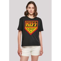 T-Shirt F4NT4STIC "Kiss Rock Band Army Logo", Damen, Gr. L, schwarz, Obermaterial: 100% Baumwolle, oversize, Rundhals, ohne Bündchen, Shirts, Premium Qualität, Musik, By Rock Off
