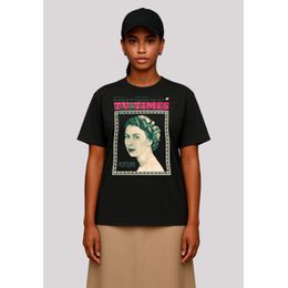 T-Shirt F4NT4STIC "TV Times Queen Elizabeth II 1957 Cover", Damen, Gr. L, off schwarz, Obermaterial: 100% Baumwolle, oversize, Rundhals, ohne Bündchen, Shirts, Premium Qualität