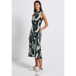 Midikleid Street One, Damen, Gr. 38, EURO-Gr&ouml;&szlig;en, blau (tide blau), Stoff, 100% Viskose, bedruckt, normal wadenlang, V-Ausschnitt, abgesteppt, Kleider Midikleid, mit allover Print