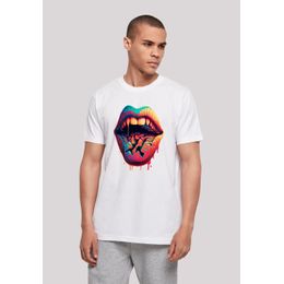 T-Shirt F4NT4STIC "Drooling Lips TEE UNISEX", Herren, Gr. L, weiß, Obermaterial: 100% Baumwolle, regular fit, Rundhals, ohne Bündchen, Shirts, Print