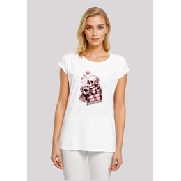 T-Shirt F4NT4STIC "Cozy Winter Skelett", Damen, Gr. 4XL, wei&szlig;, Obermaterial: 100% Baumwolle, regular fit, Rundhals, ohne B&uuml;ndchen, Shirts T-Shirt, Premium Qualit&auml;t