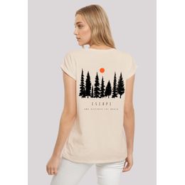 T-Shirt F4NT4STIC "Escape Discover the World Forest", Damen, Gr. L, wei&szlig; (sandwei&szlig;), Obermaterial: 100% Baumwolle, regular fit, Rundhals, ohne B&uuml;ndchen, Shirts T-Shirt, Discover the World