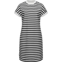 Shirtkleid Ragwear "Katchi Stripes", Damen, Gr. XXL (44), Normalgrößen, schwarz, Material: 80% Baumwolle (Bio), 20% Polyester (recycelt), Basic, lässig geschnitten ca. Mitte Oberschenkel, Rundhals, Ärmel ohne Ärmelschlitz extrabreites Bündchen kontrastfarben, Kleider, Lässiges gestreiftes Damen Sommerkleid