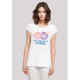 T-Shirt F4NT4STIC "You had me at Aloha", Damen, Gr. 4XL, wei&szlig;, Obermaterial: 100% Baumwolle, regular fit, Rundhals, ohne B&uuml;ndchen, Shirts T-Shirt, Premium Qualit&auml;t