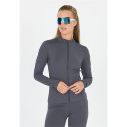 Radtrikot Endurance "Anthea", Damen, Gr. 38, grau (anthrazit, grau), 90% Polyester, 10% Elasthan, unifarben, normal, hoch geschlossener Ausschnitt, Trikots, Mit 4-Wege-Stretch
