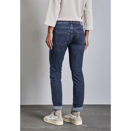 Gerade Jeans Street One, Damen, Gr. 27, L&auml;nge 28, blau (authentic indigo wash), Jeans, 79% Baumwolle, 15% Polyester, 4% Elastomultiester, 2% Elasthan, bedruckt, normal, Jeans, Middle Waist