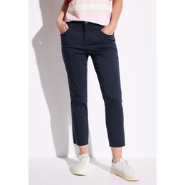 7/8-Hose Street One, Damen, Gr. 46, Länge 26, blau (tiefblau), Web, 97% Baumwolle, 3% Elasthan, unifarben mit Farbeinsatz, comfort fit 7/8-Länge, Hosen, 4-Pocket Style