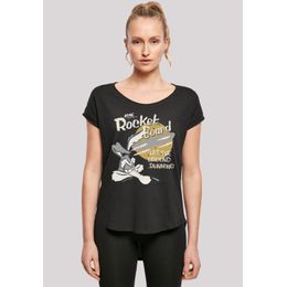 T-Shirt F4NT4STIC "Looney Tunes Wile E Rocket Board Cartoon", Damen, Gr. L, schwarz, Obermaterial: 100% Baumwolle, regular fit, Rundhals, ohne B&uuml;ndchen, Shirts T-Shirt, Damen,Premium Merch,Lang,Longshirt,Bedruckt