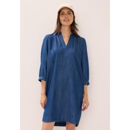 Midikleid Cecil, Damen, Gr. M40, US-Gr&ouml;&szlig;en, blau (mid blau wash), Stoff, 100% Lyocell, unifarben, normal kniefrei, V-Ausschnitt, B&uuml;ndchen, Kleider Midikleid, aus Lyocell
