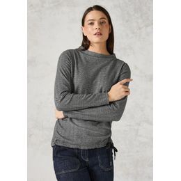 Langarmshirt Cecil, Damen, Gr. M (40), schwarz, Stoff, 49% Polyester, 49% Viskose, 2% Elasthan, unifarben, gerade normal, hoch geschlossener Ausschnitt, B&uuml;ndchen, Shirts Langarmshirt, mit Kragen