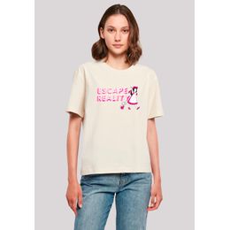 T-Shirt F4NT4STIC "Alice im Wunderland Escape Reality", Damen, Gr. L, weiß (sandweiß), Obermaterial: 100% Baumwolle, oversize, Rundhals, ohne Bündchen, Shirts, Retro, Heroes of Childhood, TV Serie