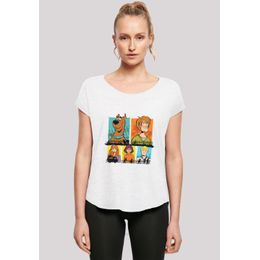 T-Shirt F4NT4STIC "Long Cut T-Shirt 'Scooby Doo Group Frames'", Damen, Gr. L, wei&szlig;, Obermaterial: 100% Baumwolle, regular fit, Rundhals, ohne B&uuml;ndchen, Shirts T-Shirt, Damen,Premium Merch,Lang,Longshirt,Bedruckt