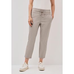Jogger Pants Cecil, Damen, Gr. XXL, Länge 26, beige (boulder beige), Web, 98% Baumwolle, 2% Elasthan, unifarben, comfort fit 7/8-Länge, Hosen, Middle Waist