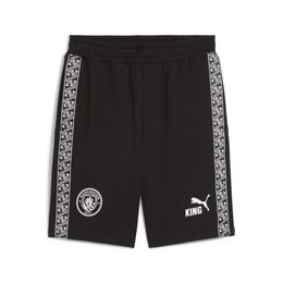 Sporthose Puma "Manchester City KING Sweat-Shorts Herren", Herren, Gr. L, Normalgr&ouml;&szlig;en, schwarz, Obermaterial: 32% Polyester, 68% Baumwolle. Taschenfutter: 100% Baumwolle. Besatz: 100% Polyester, regular fit, Hosen Sporthose