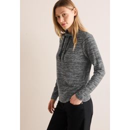Langarmshirt Cecil, Damen, Gr. XXL (46), schwarz (schwarz melange), Stoff, 79% Polyester, 19% Viskose, 2% Elasthan, meliert, normal normal, ohne Ausschnitt, Bündchen, Shirts Langarmshirt, bestehend aus einem Materialmix