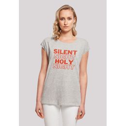 T-Shirt F4NT4STIC "Silent Night Holy Night Weihnachten", Damen, Gr. XS, grau (erdgrau), Obermaterial: 100% Baumwolle, regular fit, Rundhals, ohne B&uuml;ndchen, Shirts T-Shirt, Print