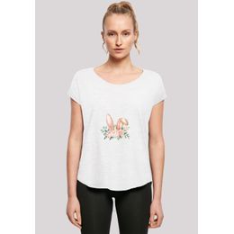 T-Shirt F4NT4STIC "Blumen Osterhasen Ohren Dekor", Damen, Gr. S, wei&szlig;, Obermaterial: 100% Baumwolle, regular fit, Rundhals, ohne B&uuml;ndchen, Shirts T-Shirt, Premium Qualit&auml;t