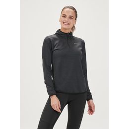 Langarmshirt Endurance "VIRONIC W Waffle", Damen, Gr. 40, schwarz, 92% Polyester, 8% Elasthan, meliert, unifarben, normal, hoch geschlossener Ausschnitt, Shirts Langarmshirt, mit atmungsaktiver Eigenschaft